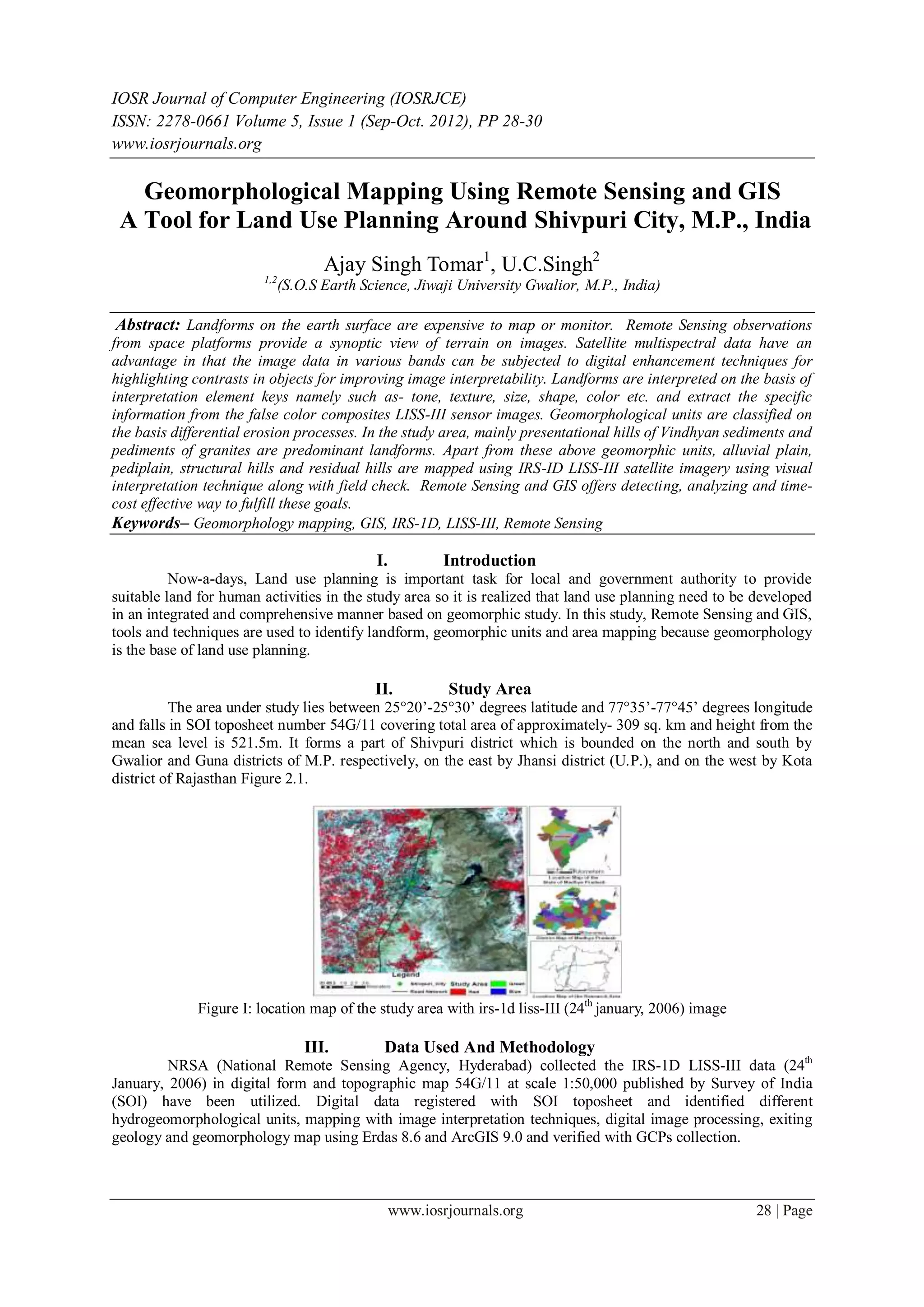 Geomorphological Mapping Using Remote Sensing and GIS A Tool for Land Use Planning Around ...
