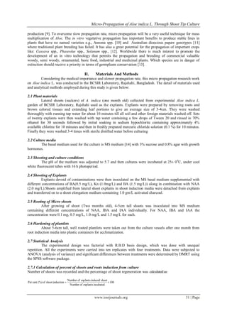 Micro-Propagation of Aloe indica L. Through Shoot Tip Culture | PDF