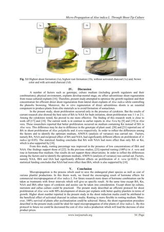 Micro-Propagation of Aloe indica L. Through Shoot Tip Culture | PDF