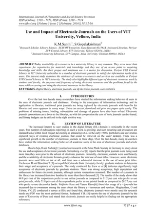 Use and Impact of Electronic Journals on the Users of VIT University ...