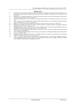 Use and Impact of Electronic Journals on the Users of VIT University ...