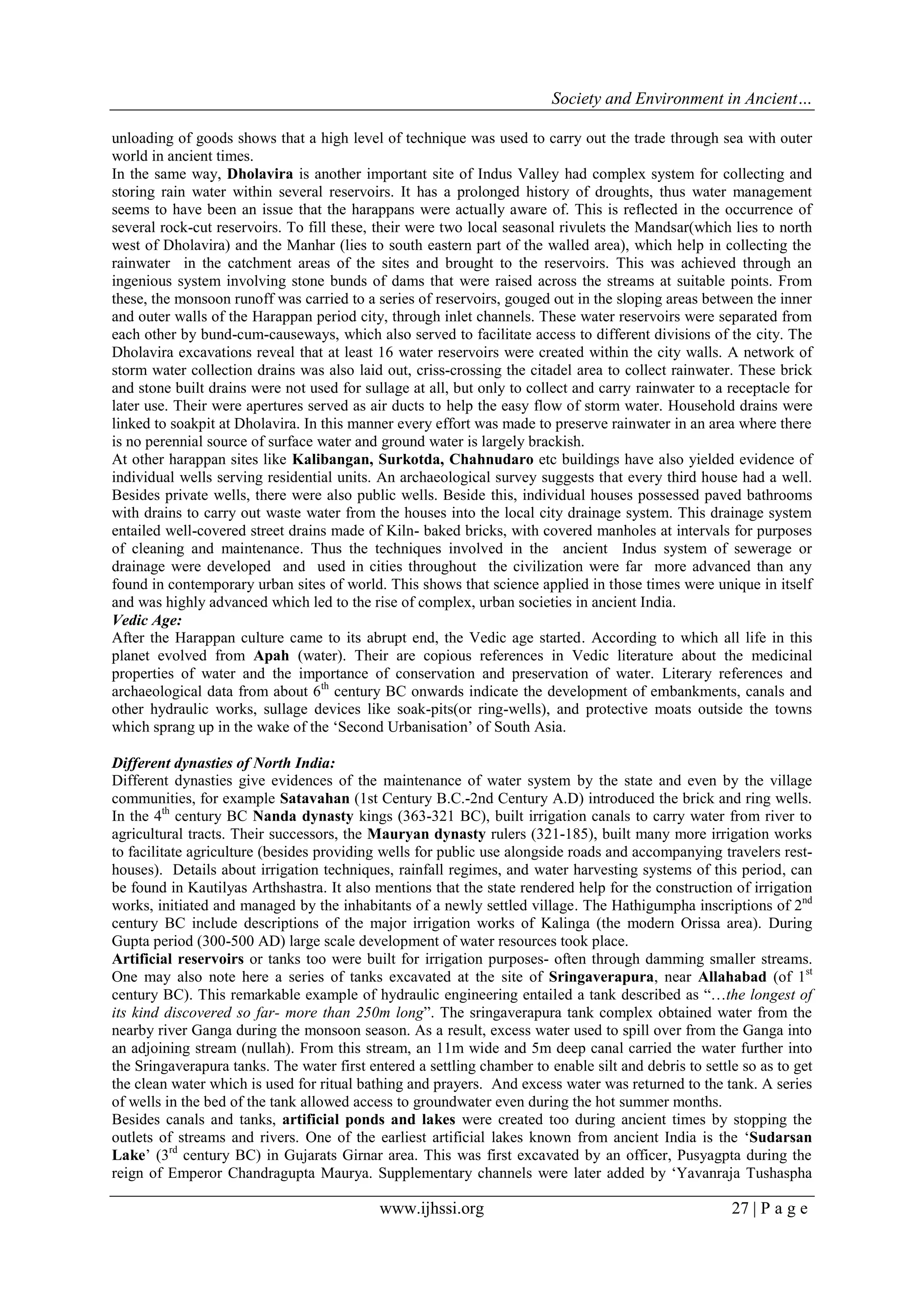 Society and Environment in Ancient India (Study of Hydrology) | PDF