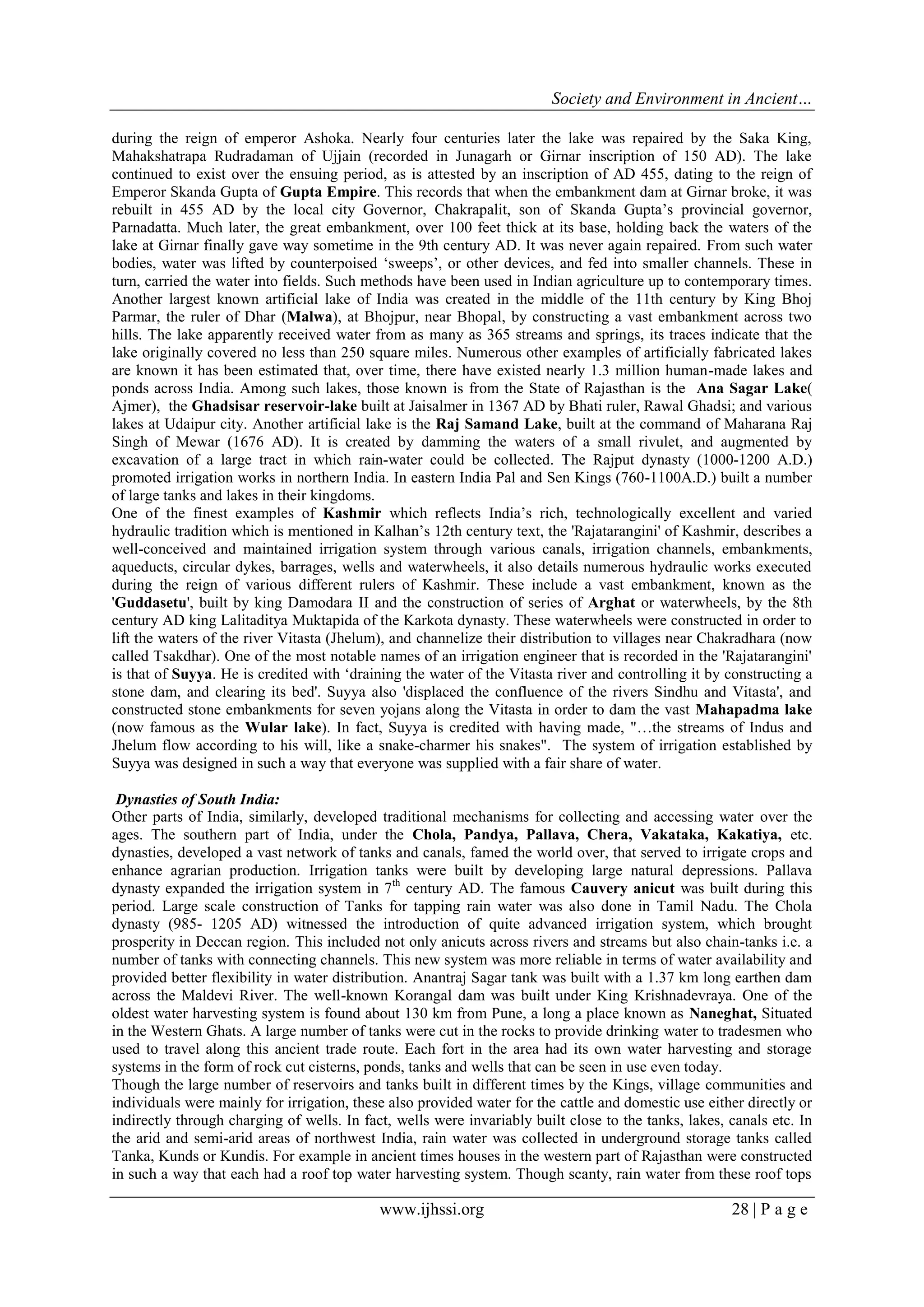 Society and Environment in Ancient India (Study of Hydrology) | PDF
