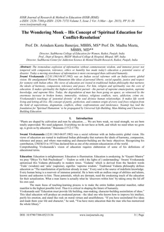 The Wondering Monk – His Concept of ‘Spiritual Education for Conflict ...