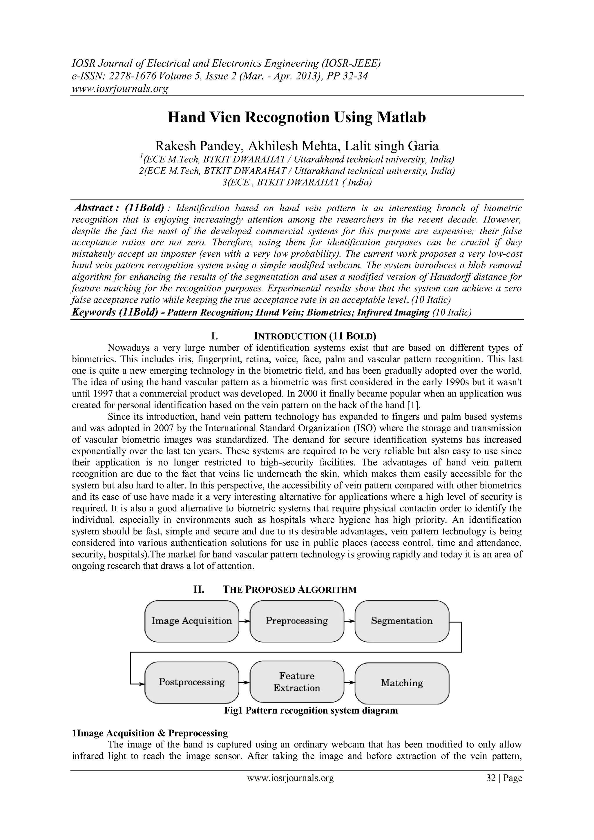 Hand Vien Recognotion Using Matlab | PDF