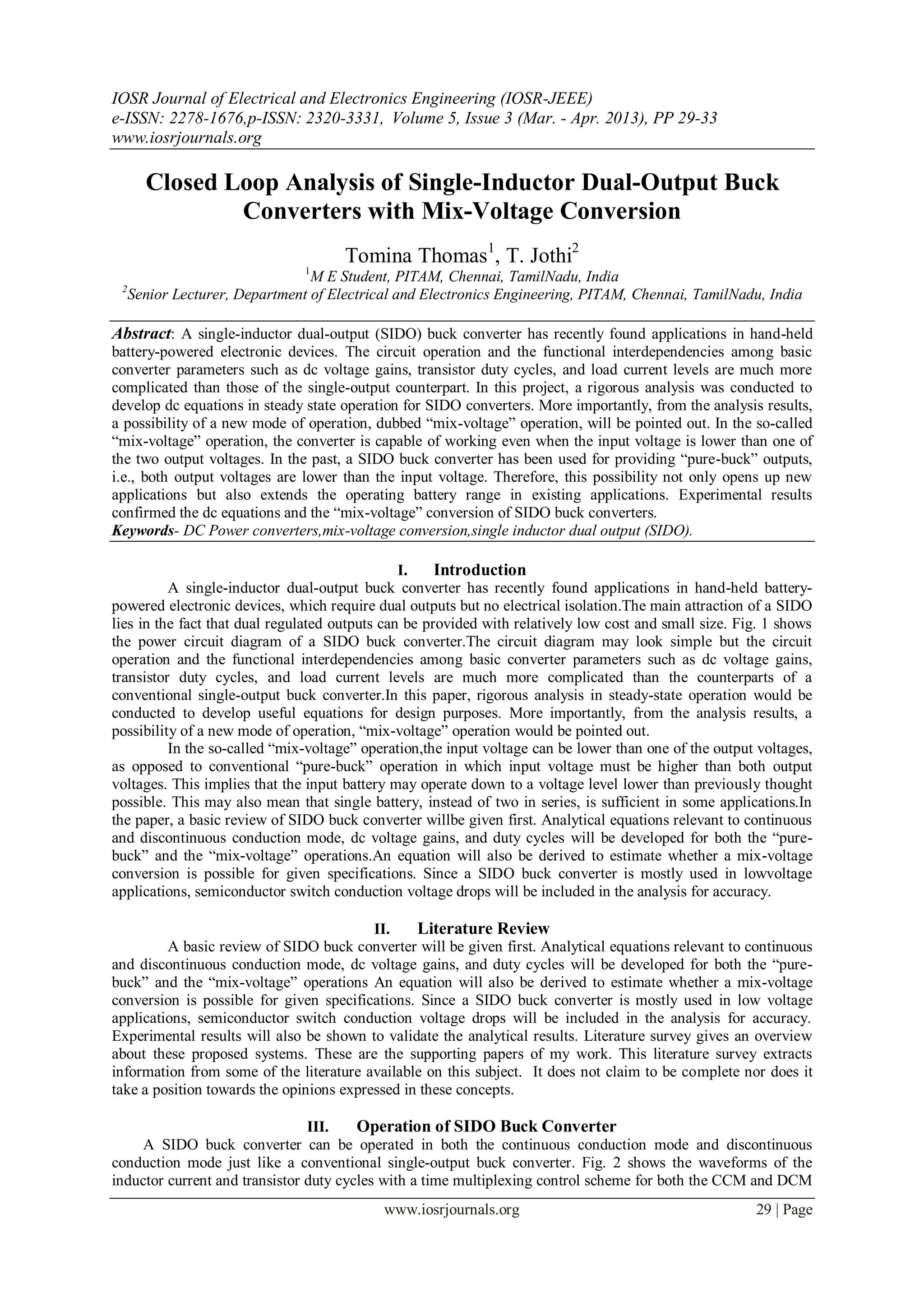 Closed Loop Analysis of Single-Inductor Dual-Output Buck Converters ...