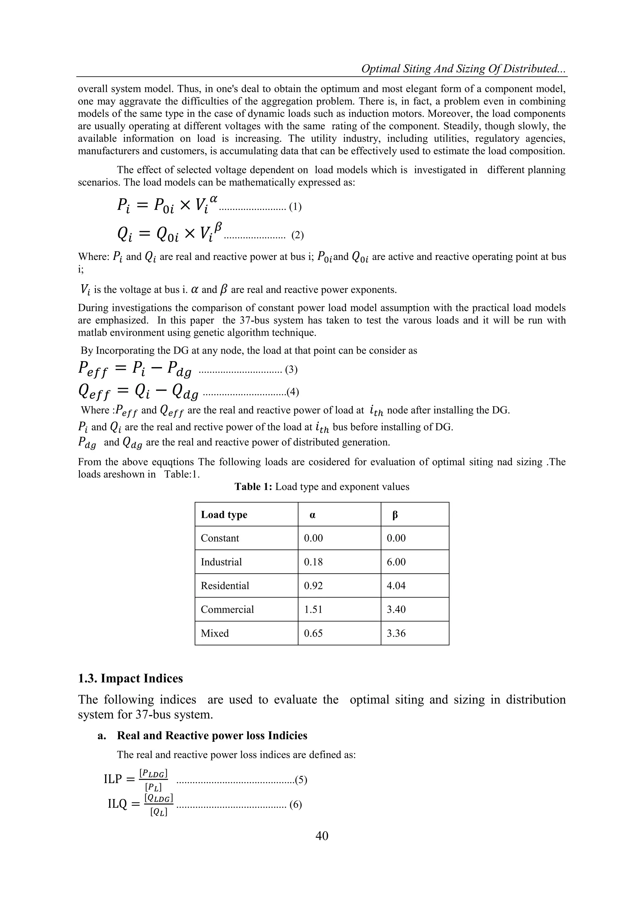 Optimal Siting And Sizing Of Distributed Generation For Radial