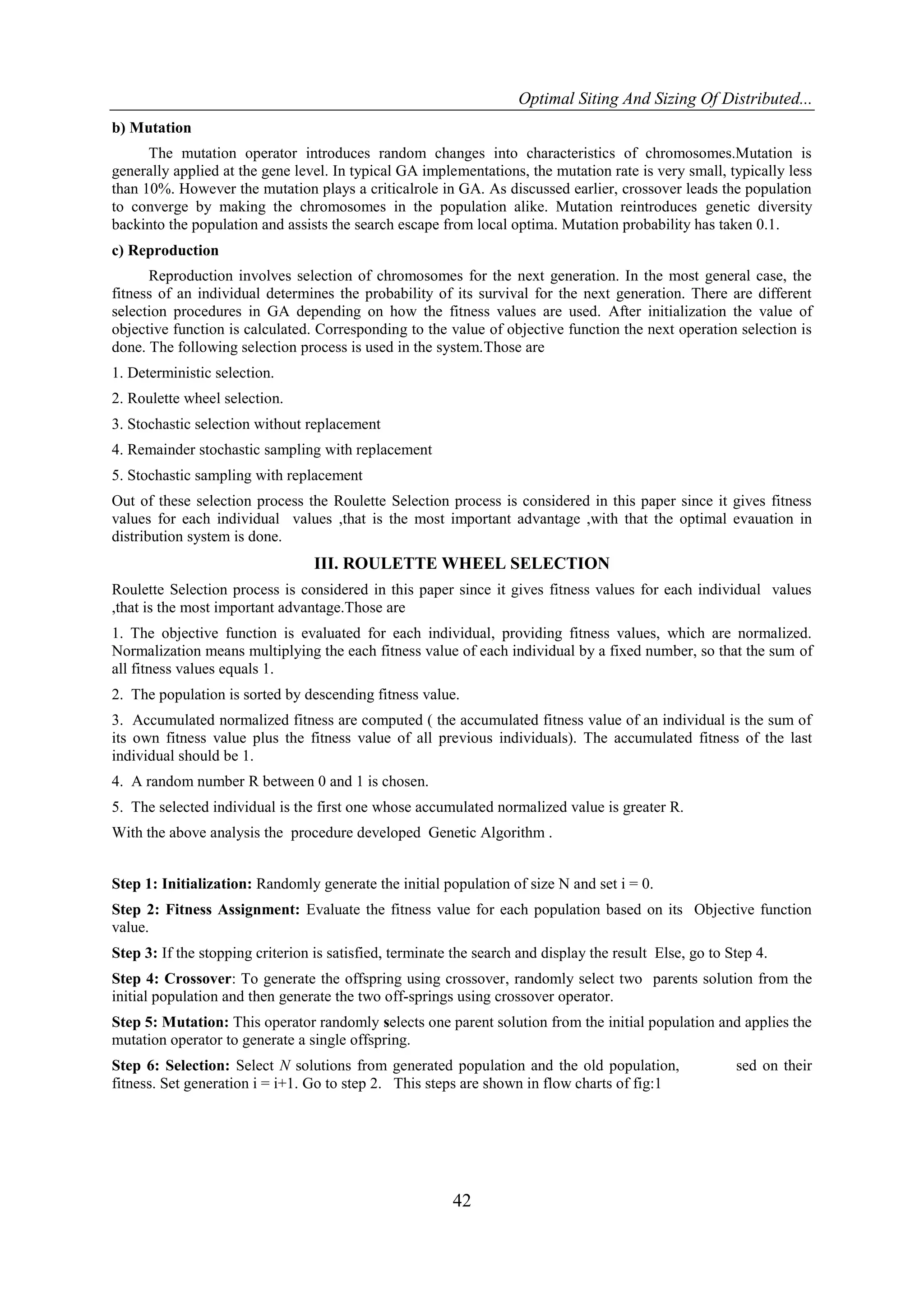 Optimal Siting And Sizing Of Distributed Generation For Radial Distribution System Using Genetic