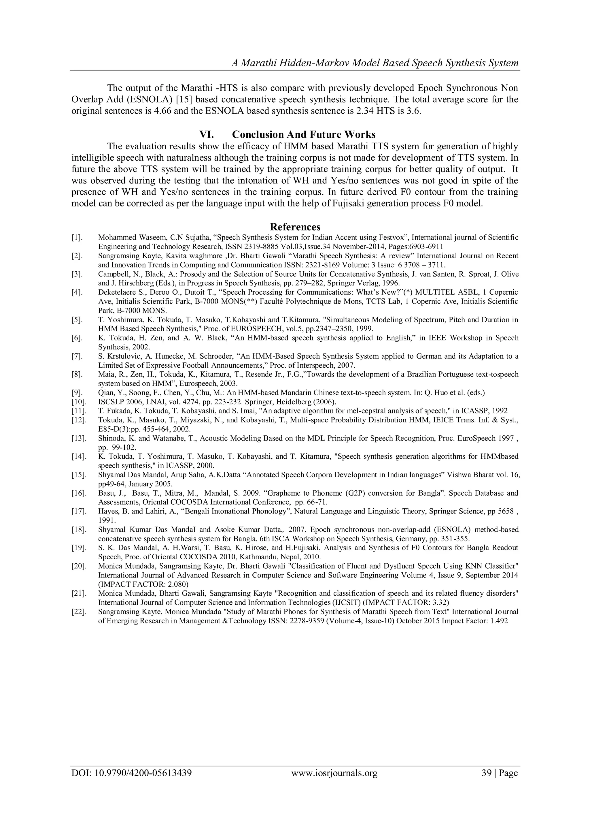 A Marathi Hidden-Markov Model Based Speech Synthesis System | PDF | Digital Audio | Computer ...
