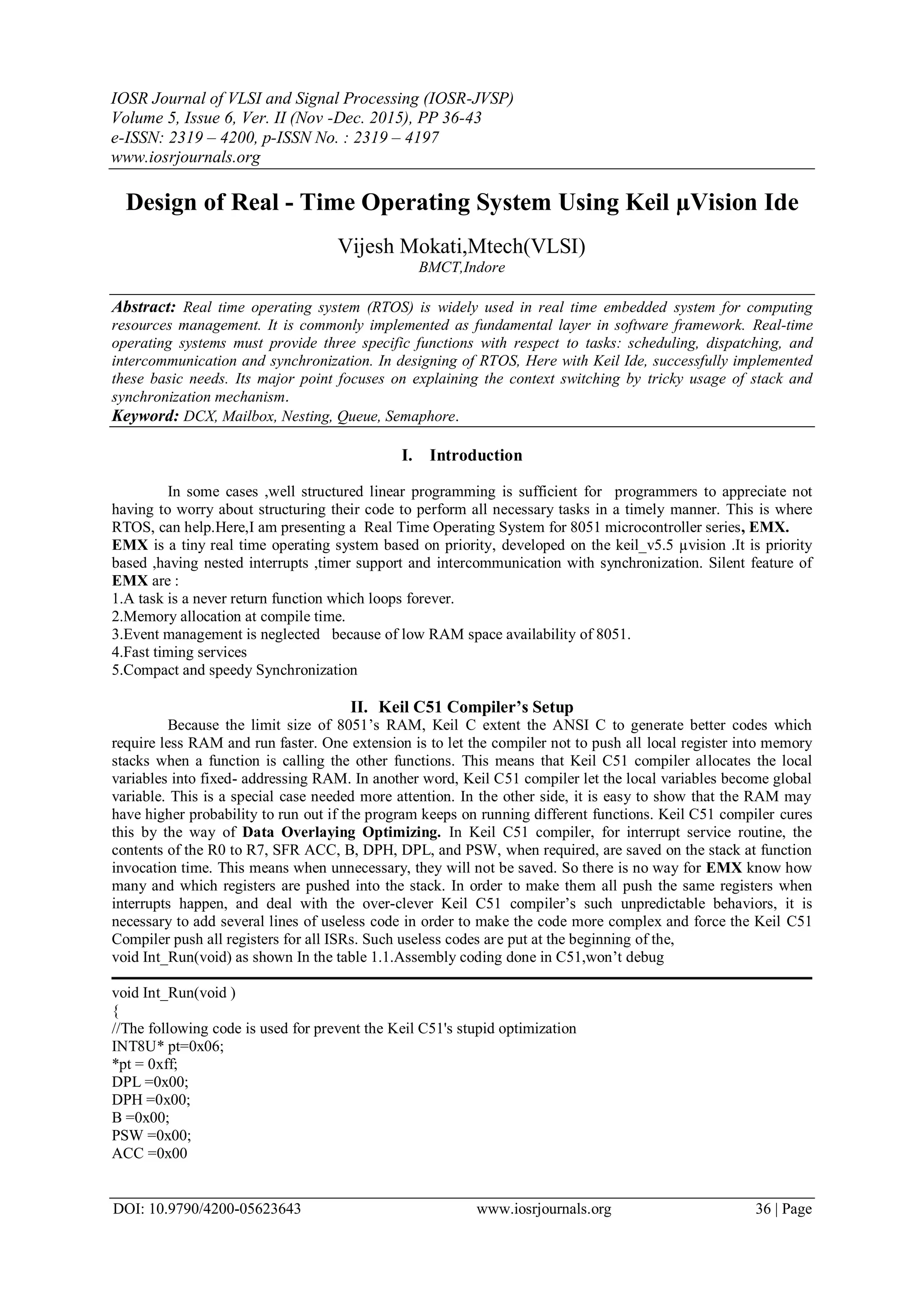 Design of Real - Time Operating System Using Keil µVision Ide | PDF ...