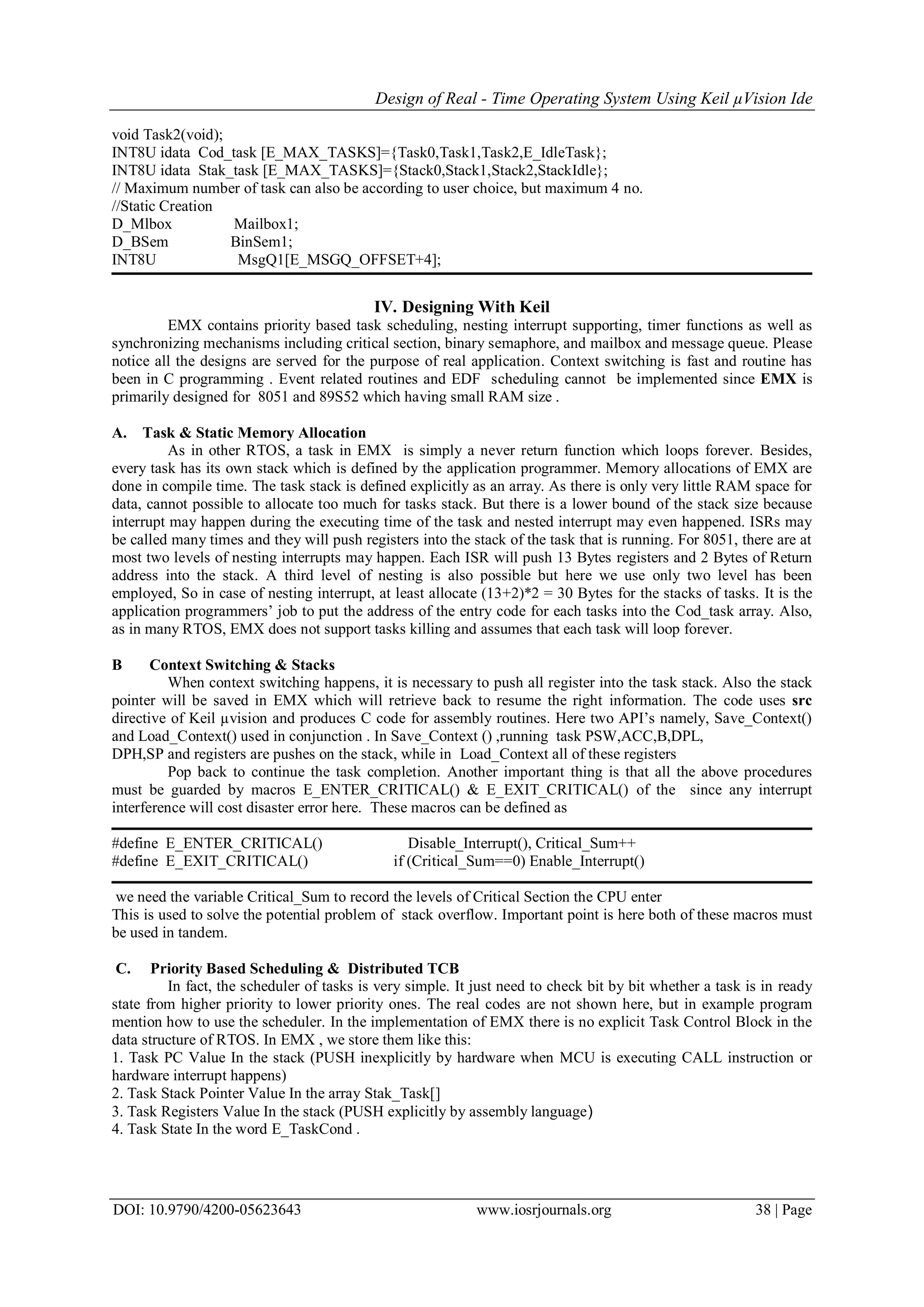 Design of Real - Time Operating System Using Keil µVision Ide | PDF