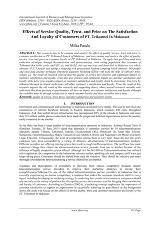 Effects of Service Quality, Trust, and Price on The Satisfaction And ...