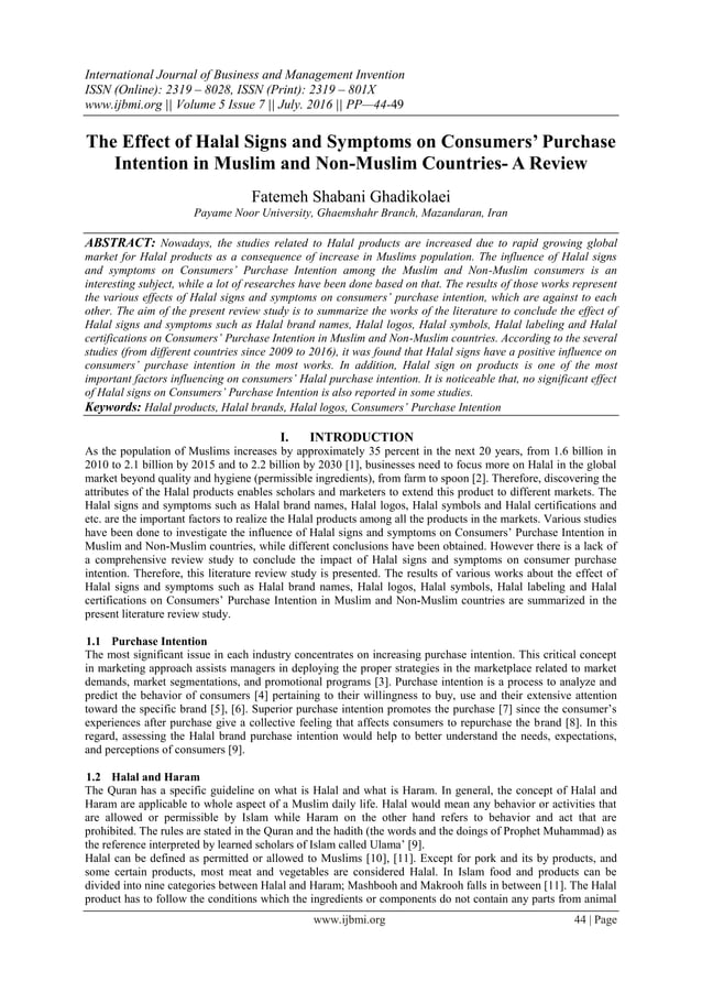 The Effect of Halal Signs and Symptoms on Consumers’ Purchase Intention ...