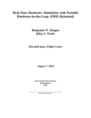 Real-Time Hardware Simulation with Portable Hardware-in-the-Loop (PHIL-Rebooted) | PDF