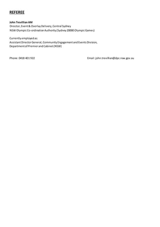 Contact details References - Olympic Co-ordinmation Authority | PDF