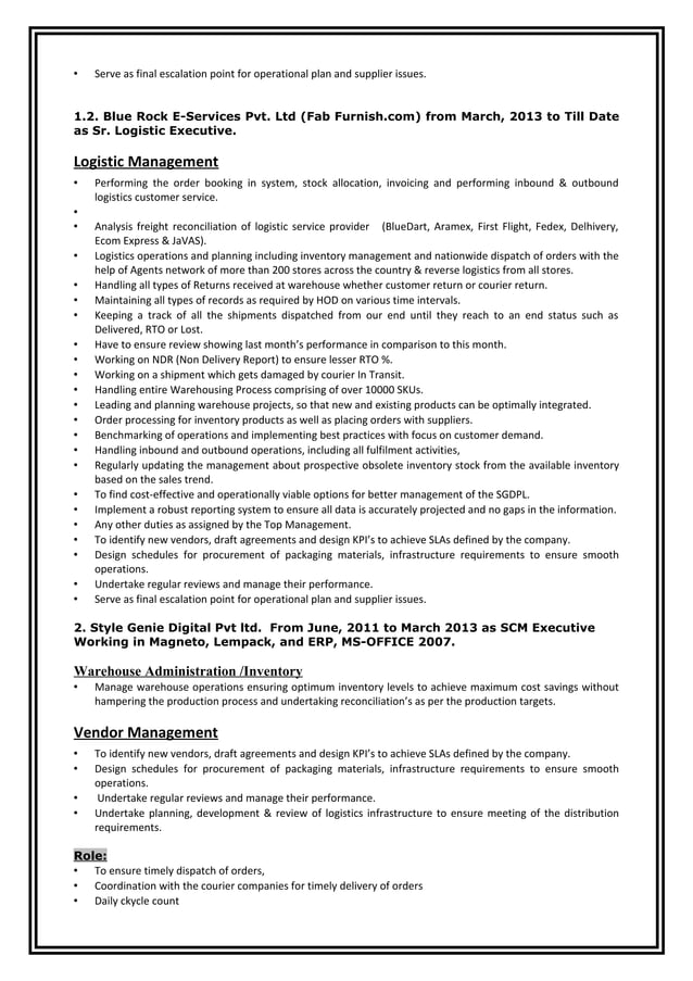 Resume_Pramod | DOC | Logistics | Business