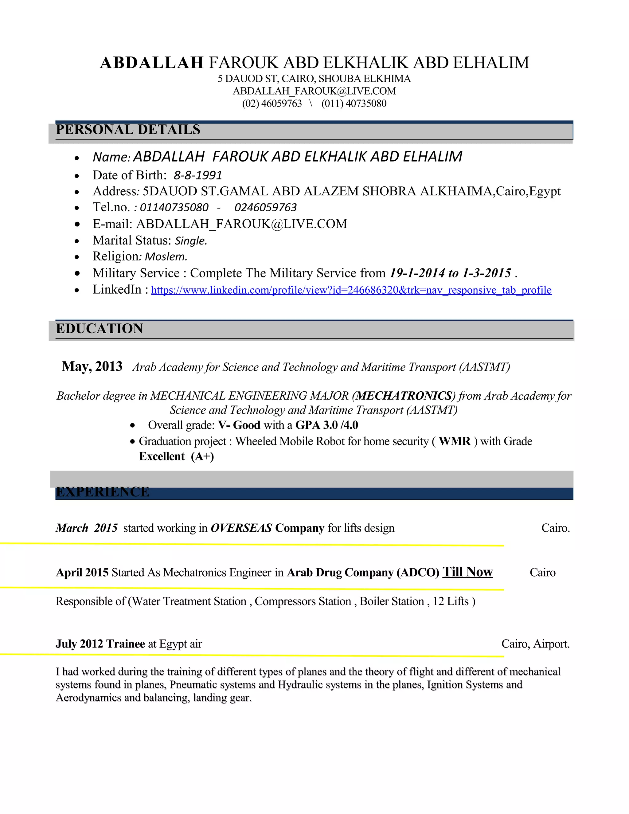abdallah CV final | PDF
