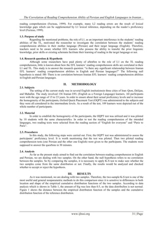 The Correlation of Reading Comprehension Ability of Persian and English Languages in Iranian EFL ...