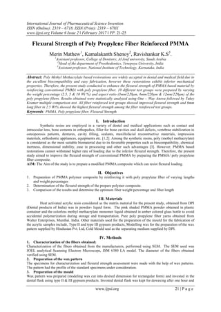 Flexural Strength of Poly Propylene Fiber Reinforced PMMA | PDF