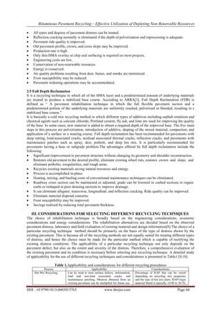 Bituminous Pavement Recycling – Effective Utilization of Depleting Non ...