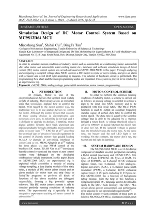Simulation Design of DC Motor Control System Based on MC9S12D64 MCU | PDF