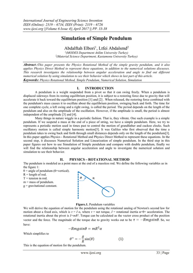 Simulation of Simple Pendulum | PDF