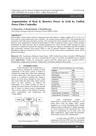 Augmentation of Real & Reactive Power in Grid by Unified Power Flow Controller | PDF