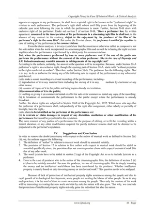 Copyright Piracy in Case of Musical Work – A Critical Analysis | PDF