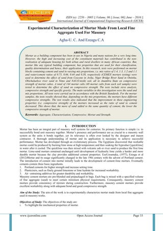 Experimental Characterization of Mortar Made From Local Fine Aggregate Used For Masonry | PDF