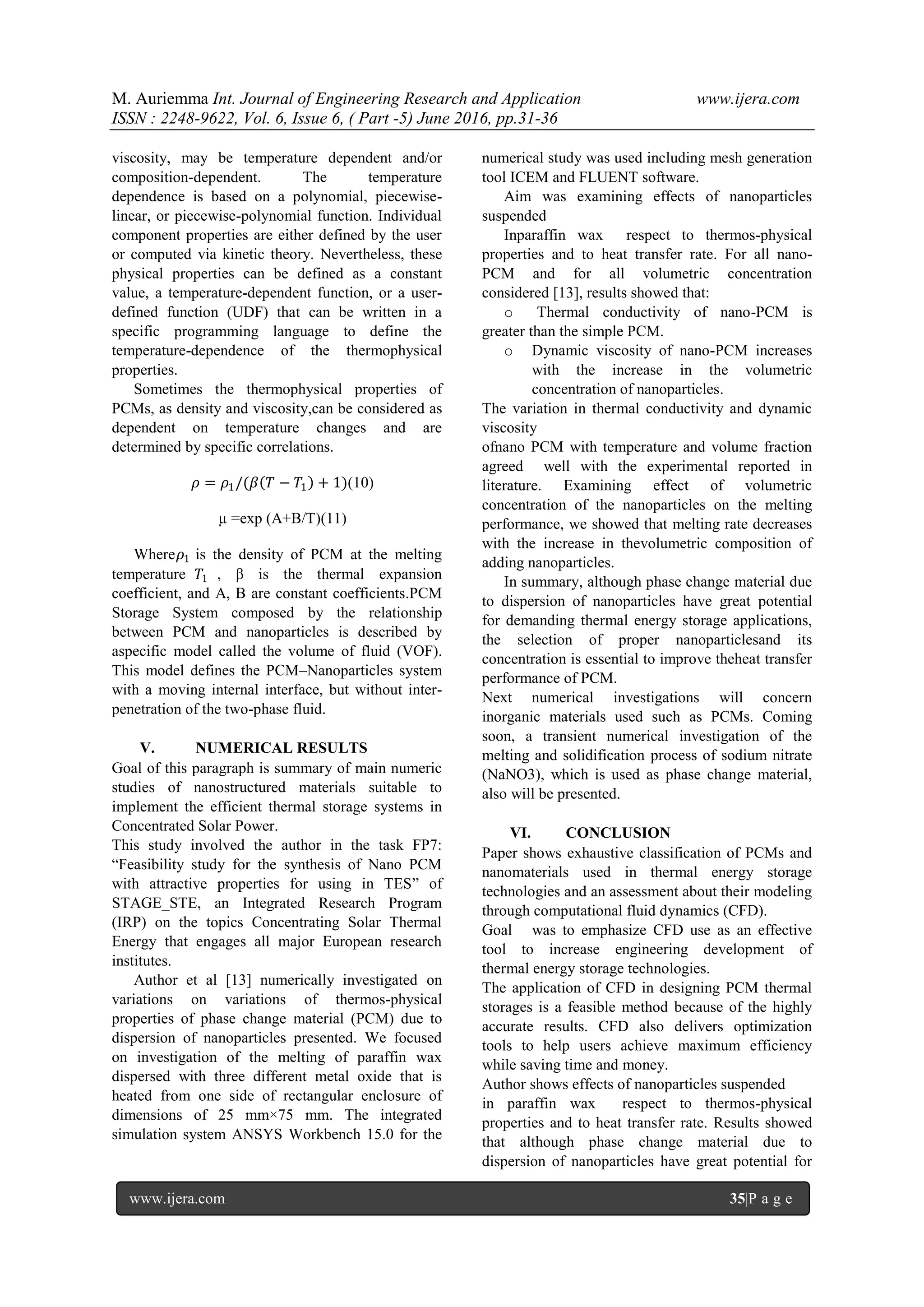 Energy Storage: CFD Modeling of Phase Change Materials For Thermal ...