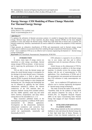 Energy Storage: CFD Modeling of Phase Change Materials For Thermal ...