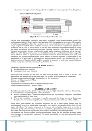 Assessment and Improvement of Image Quality using Biometric Techniques for Face Recognition | PDF