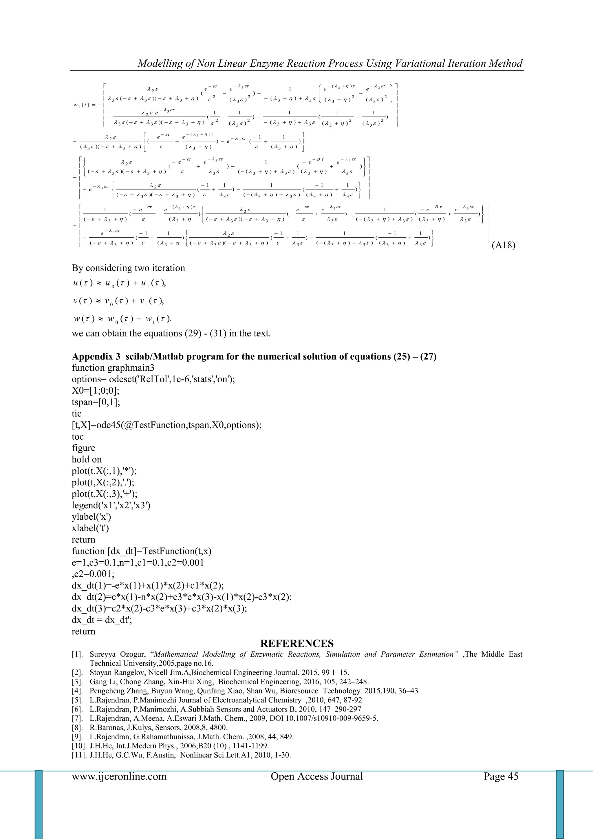 Modelling of Non Linear Enzyme Reaction Process Using Variational Iteration Method | PDF