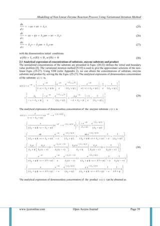 Modelling of Non Linear Enzyme Reaction Process Using Variational ...