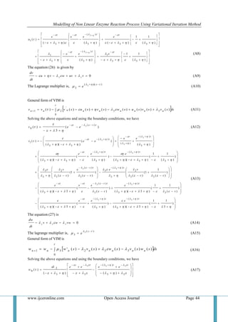 Modelling of Non Linear Enzyme Reaction Process Using Variational ...