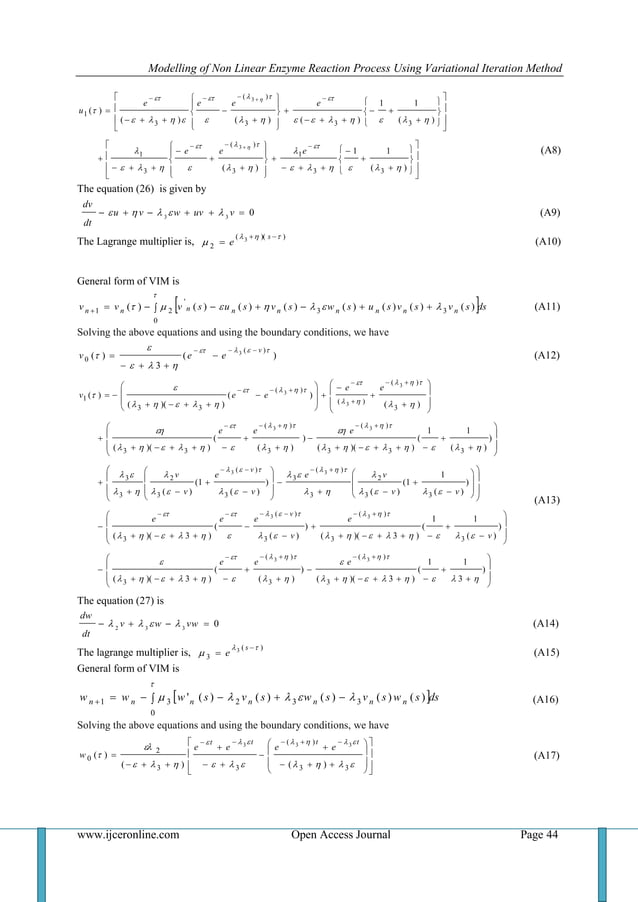 Modelling of Non Linear Enzyme Reaction Process Using Variational Iteration Method | PDF