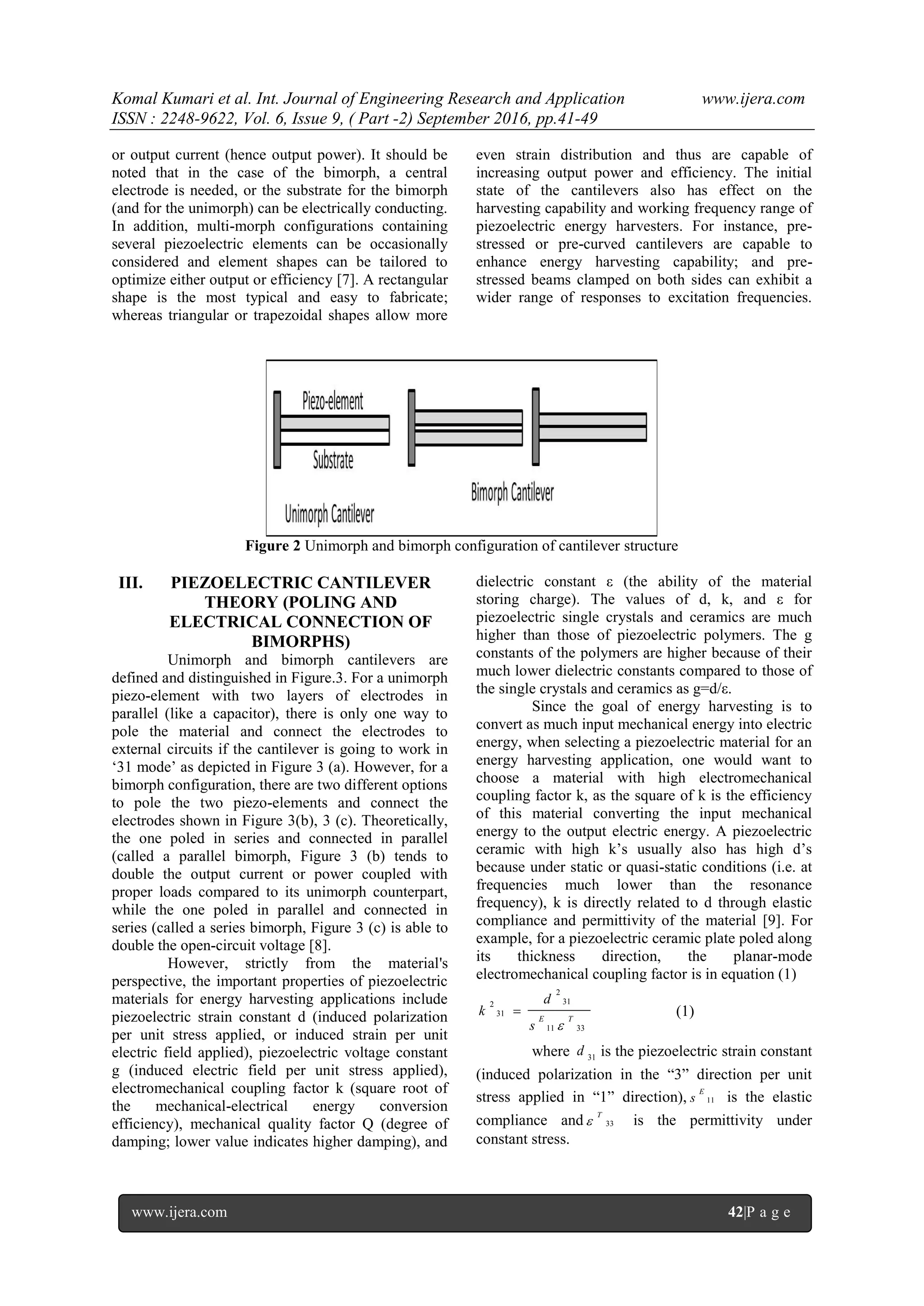 Design and Simulation of Array of Rectangular Micro Cantilevers Piezoelectric Energy Harvester | PDF