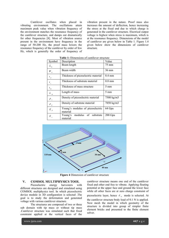 Design and Simulation of Array of Rectangular Micro Cantilevers Piezoelectric Energy Harvester ...