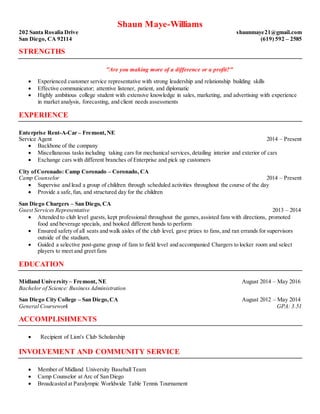 New Shaun Maye-Williams' Resume (3) | DOCX