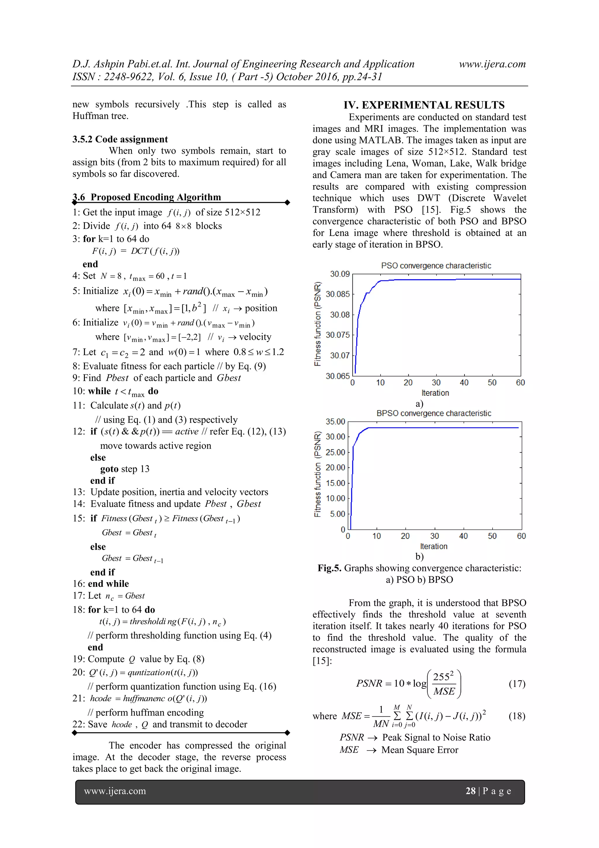 Image Compression based on DCT and BPSO for MRI and Standard Images | PDF