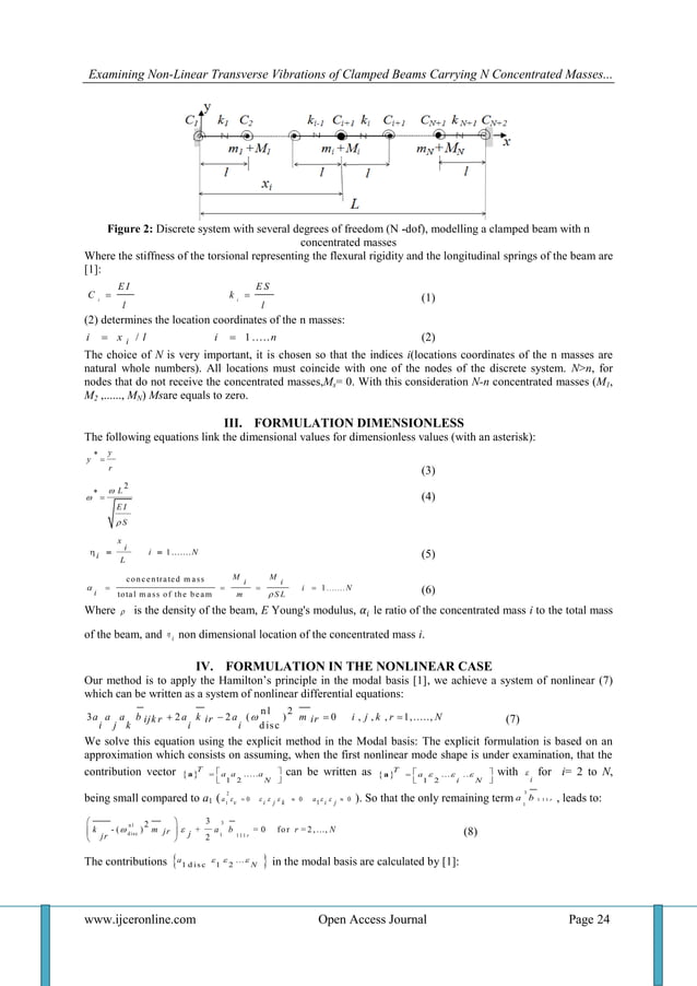 Examining Non-Linear Transverse Vibrations of Clamped Beams Carrying N Concentrated Masses at ...