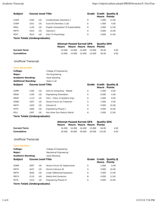 Academic Transcript | PDF