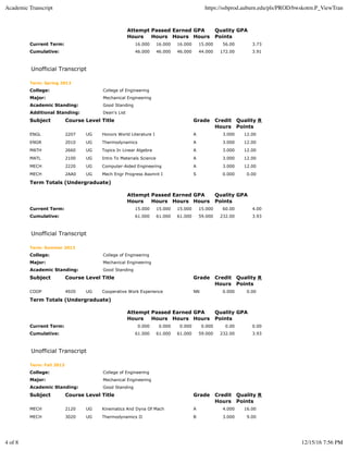 Academic Transcript | PDF