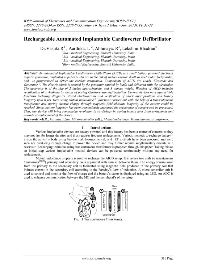 Rechargeable Automated Implantable Cardioverter Defibrillator | PDF