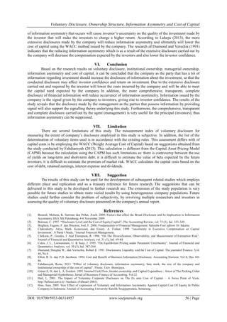 Voluntary Disclosure, Ownership Structure, Information Asymmetry and Cost of Capital | PDF ...