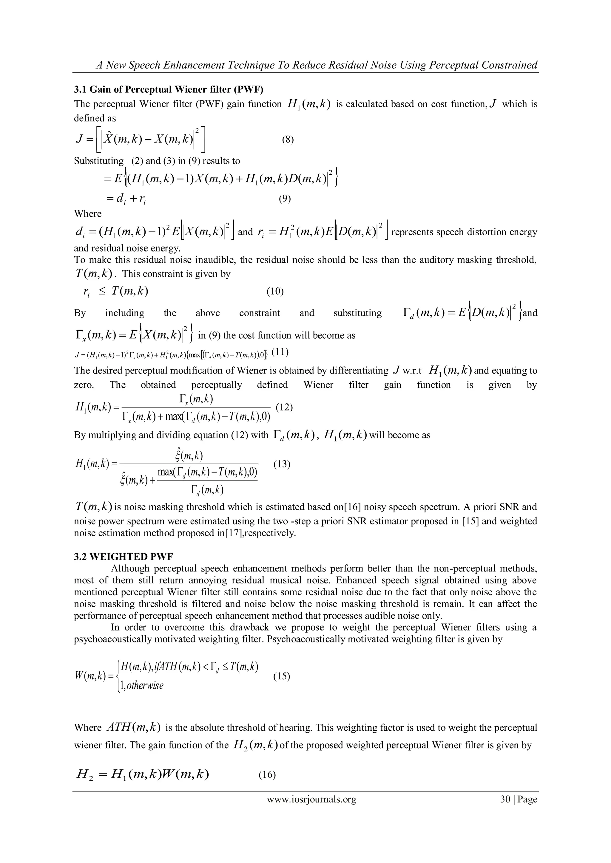 A New Speech Enhancement Technique to Reduce Residual Noise Using Perceptual Constrained ...