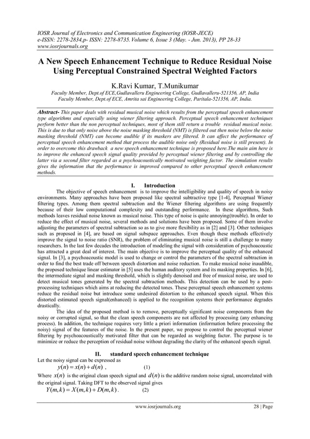 A New Speech Enhancement Technique to Reduce Residual Noise Using Perceptual Constrained ...