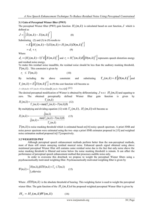 A New Speech Enhancement Technique to Reduce Residual Noise Using Perceptual Constrained ...