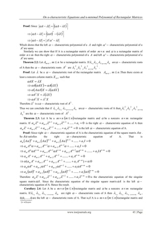 On α-characteristic Equations and α-minimal Polynomial of Rectangular Matrices | PDF