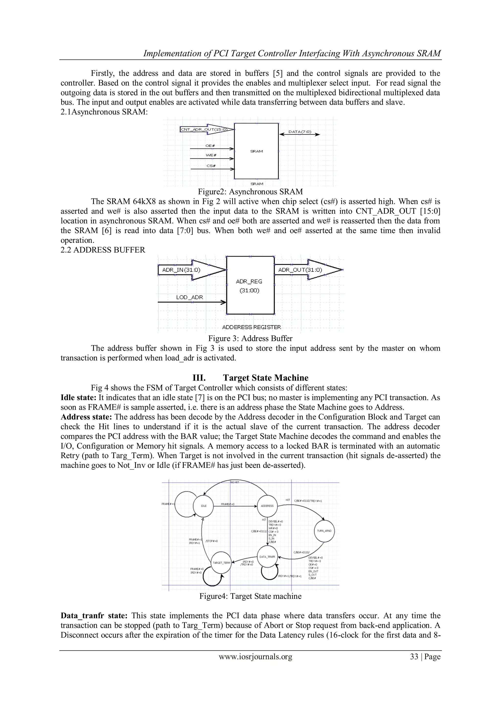 Implementation of PCI Target Controller Interfacing with Asynchronous SRAM | PDF
